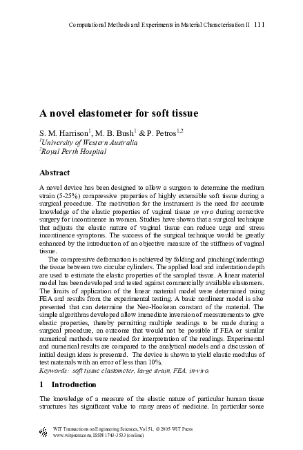(PDF) A Novel Elastometer For Soft Tissue