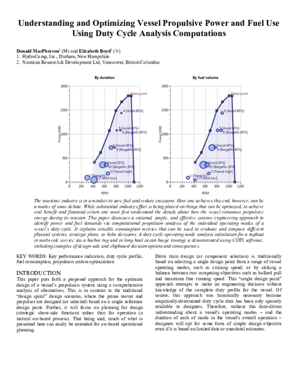 (PDF) Understanding and Optimizing Vessel Propulsive Power and Fuel Use Using Duty Cycle ...