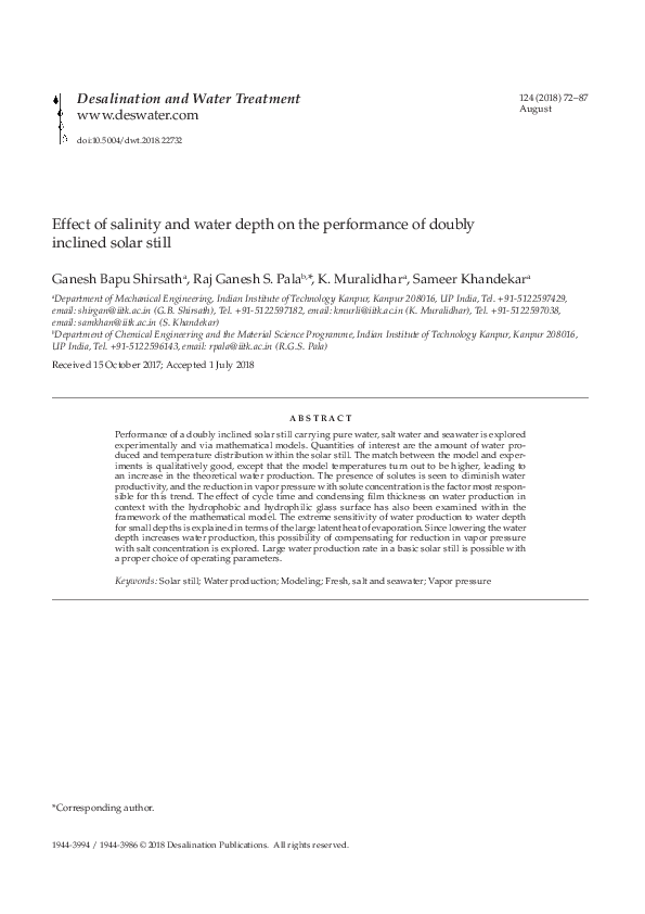 (PDF) Effect of salinity and water depth on the performance of doubly ...