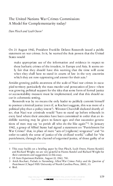 (PDF) The United Nations War Crimes Commission: A Model for ...