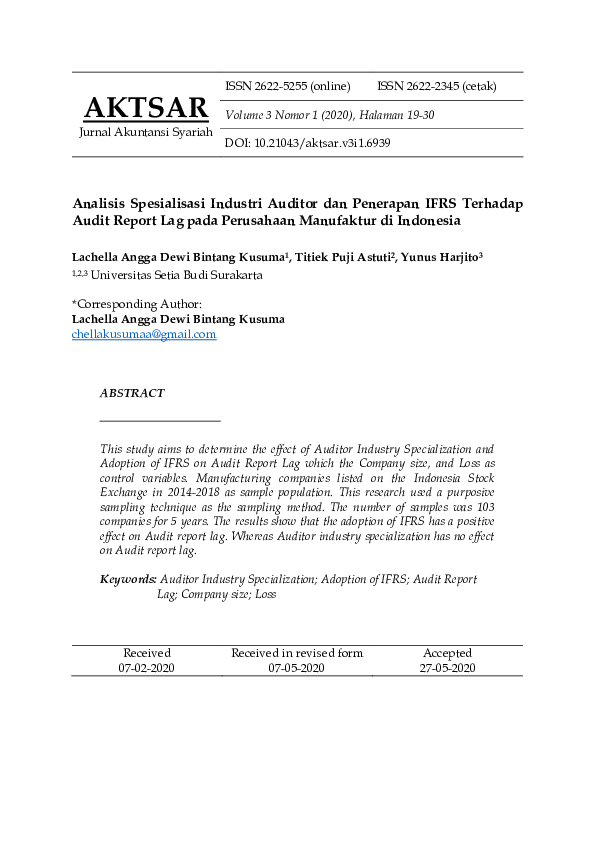(PDF) Analisis Spesialisasi Industri Auditor dan Penerapan IFRS ...