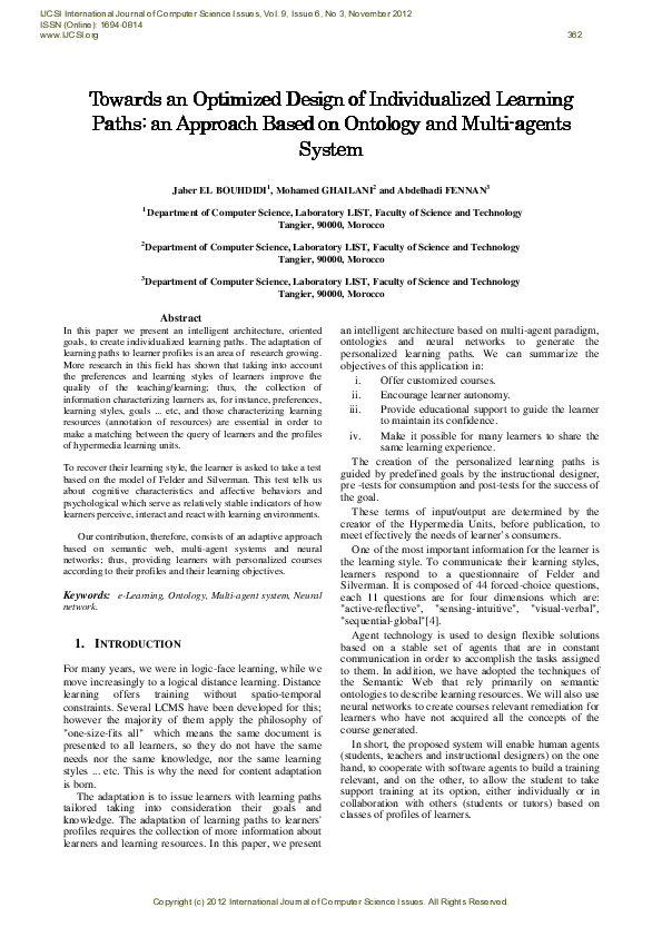 (PDF) Towards an Optimized Design of Individualized Learning Paths : an Approach Based on ...