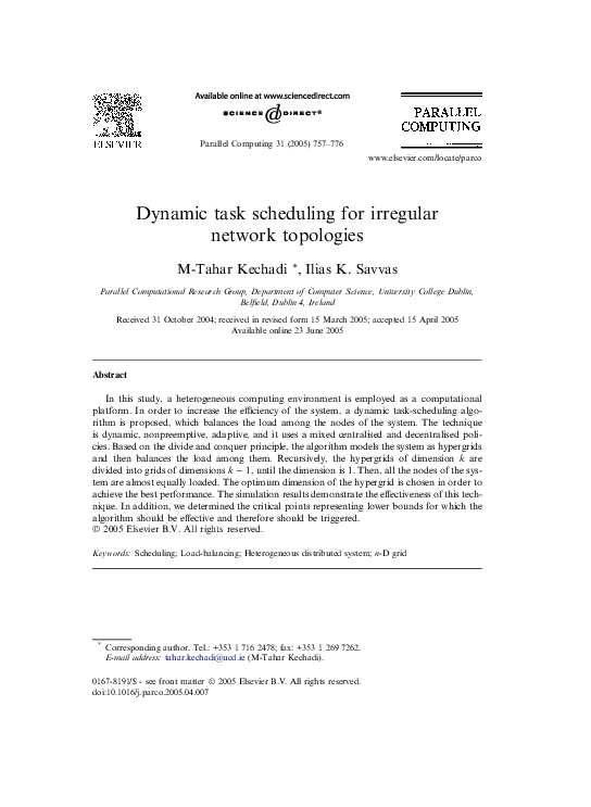 Pdf Dynamic Task Scheduling For Irregular Network Topologies 