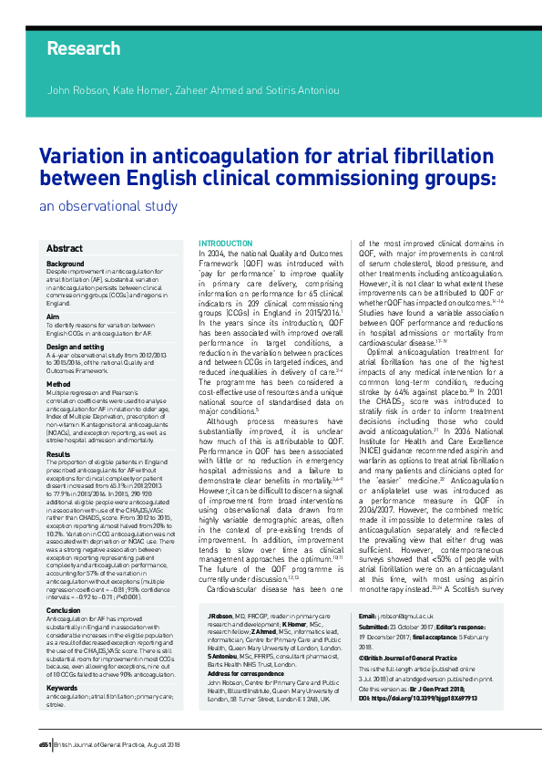 (PDF) Variation in anticoagulation for atrial fibrillation between ...