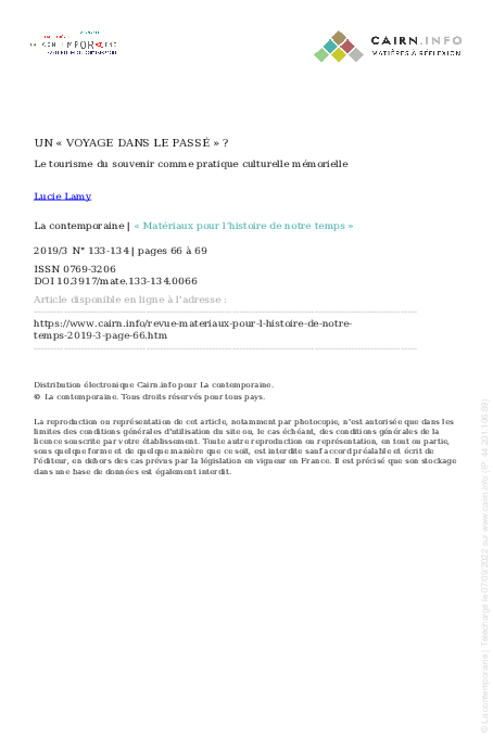 (PDF) Un « voyage dans le passé
