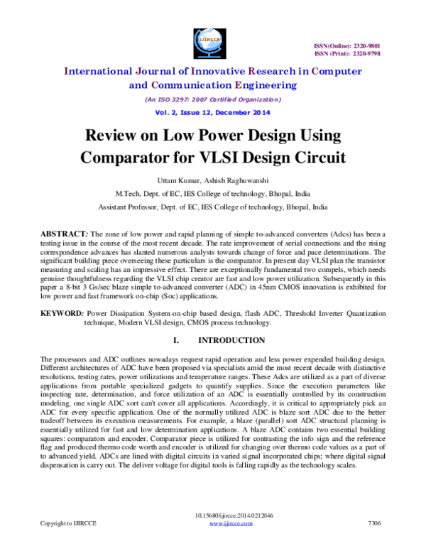 (PDF) Review on Low Power Design UsingComparator for VLSI Design Circuit