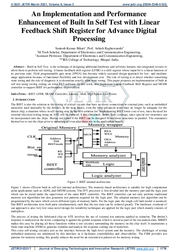 (PDF) An Implementation and Performance Enhancement of Built In Self ...