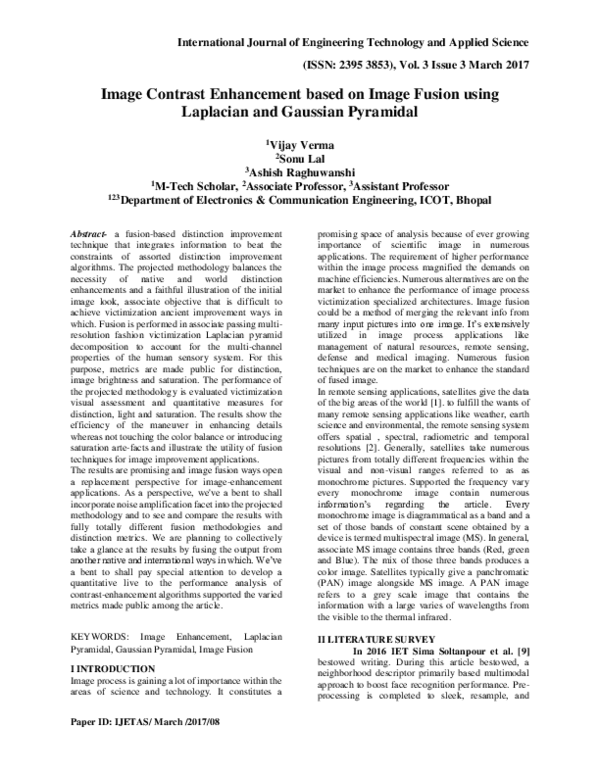 Pdf Image Contrast Enhancement Based On Image Fusion Using Laplacian And Gaussian Pyramidal