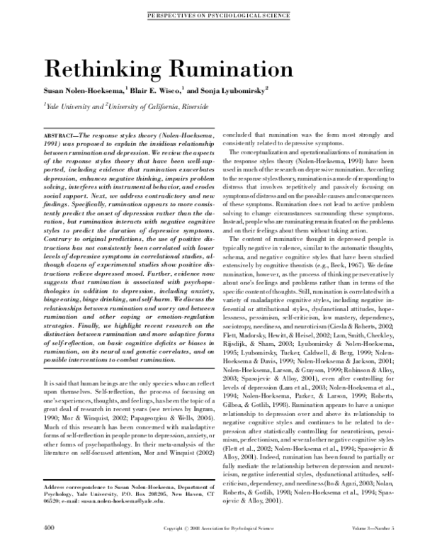 (PDF) Rethinking Rumination