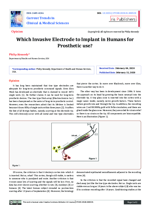 (PDF) Which Invasive Electrode to Implant in Humans for Prosthetic use