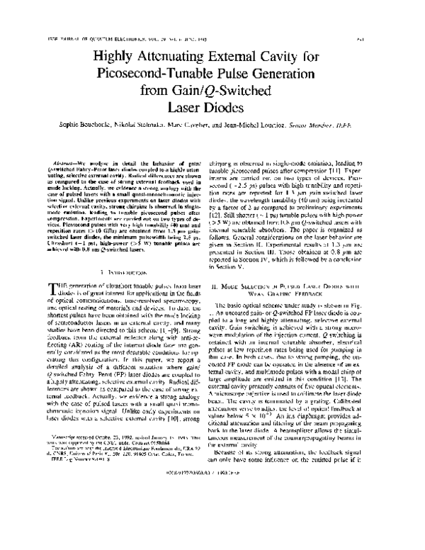 (PDF) Highly attenuating external cavity for picosecond-tunable pulse generation from gain/Q ...