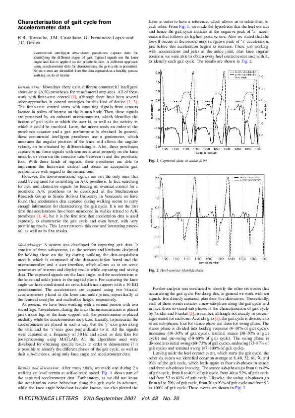 Pdf Characterisation Of Gait Cycle From Accelerometer Data