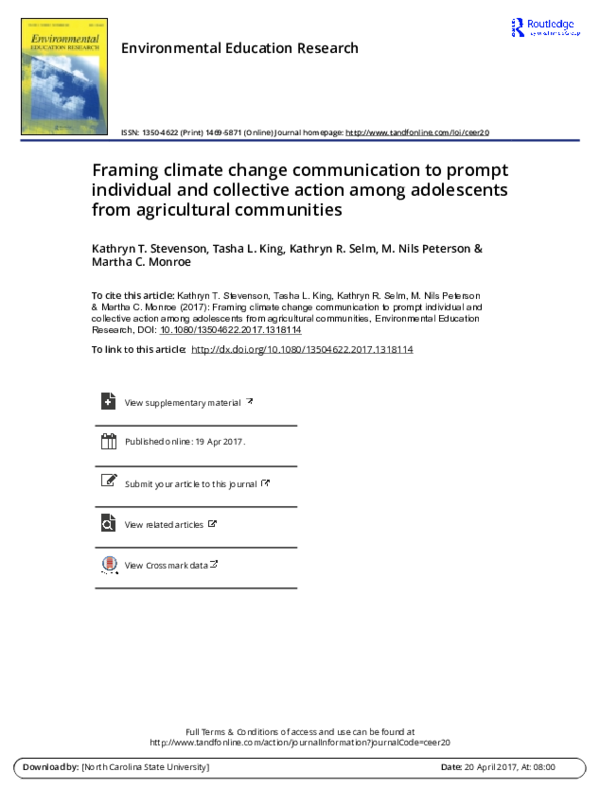 (PDF) Framing climate change communication to prompt individual and ...