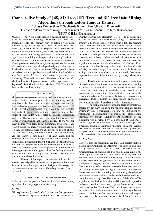 (PDF) Comparative Study of J48, AD Tree, REP Tree and BF Tree Data Mining Algorithms through ...
