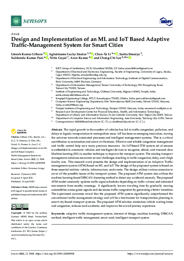 (PDF) Design and Implementation of an ML and IoT Based Adaptive Traffic-Management System for ...