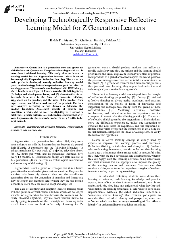 (PDF) Developing Technologically Responsive Reflective Learning Model ...