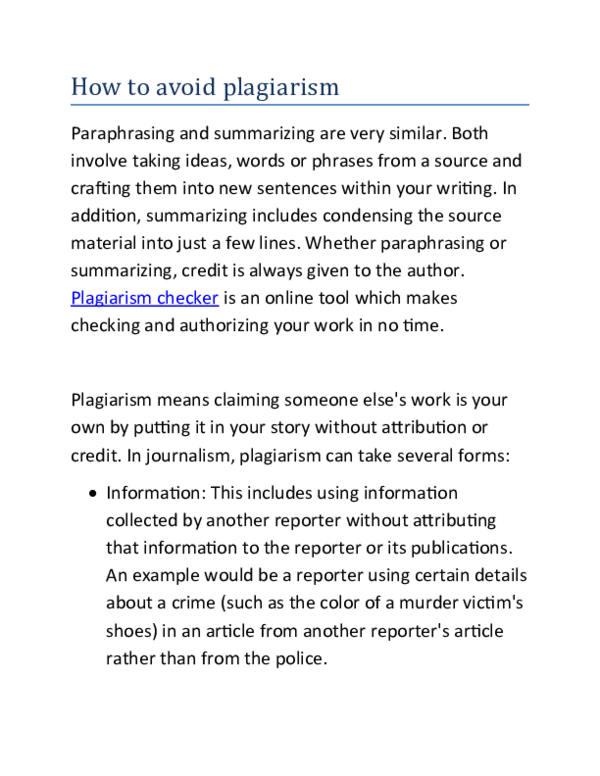 (DOC) How to avoid plagiarism