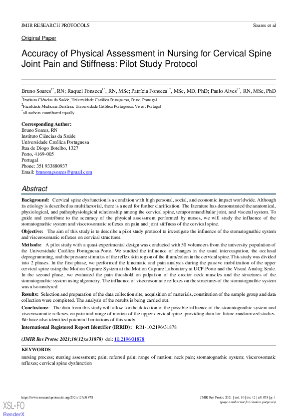 (PDF) Accuracy of Physical Assessment in Nursing for Cervical Spine Joint Pain and Stiffness ...