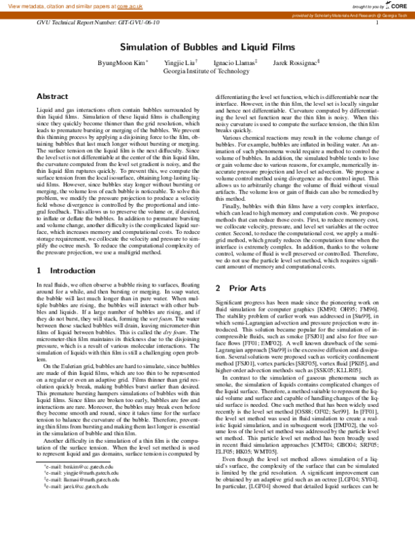 (PDF) Simulation of Bubbles and Liquid Films