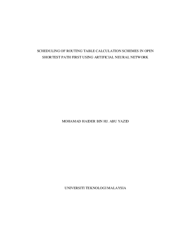 Pdf Scheduling Of Routing Table Calculation Schemes In Open Shortest Path First Using