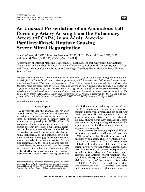 (PDF) An Unusual Presentation of an Anomalous Left Coronary Artery ...