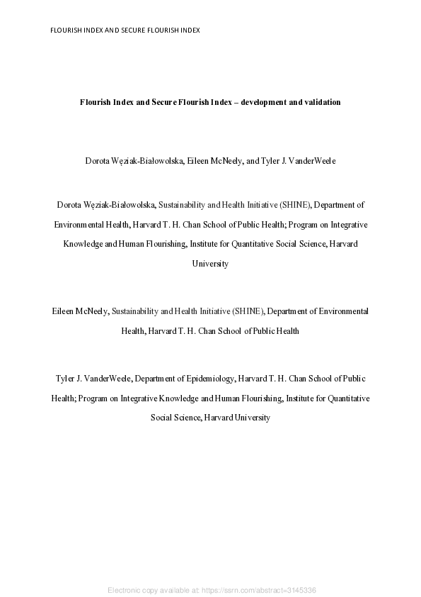 (PDF) Flourish Index and Secure Flourish Index Development and Validation