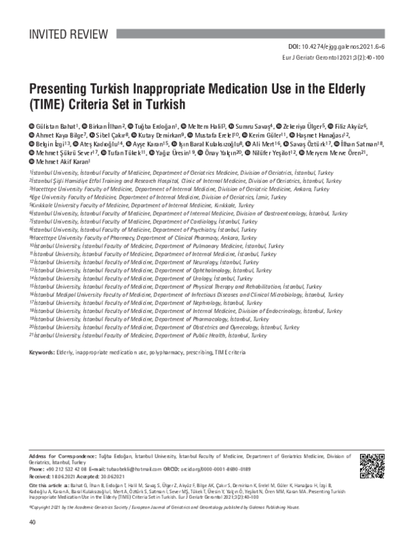 (PDF) Presenting Turkish Inappropriate Medication Use in the Elderly ...
