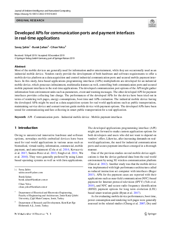 (PDF) Developed APIs for communication ports and payment interfaces in real-time applications