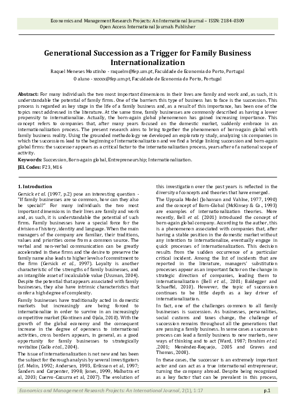 (PDF) Generational Succession as a Trigger for Family Business ...