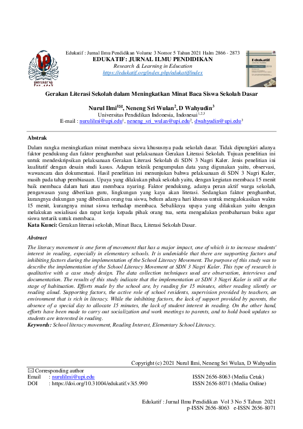 (PDF) Gerakan Literasi Sekolah dalam Meningkatkan Minat Baca Siswa ...