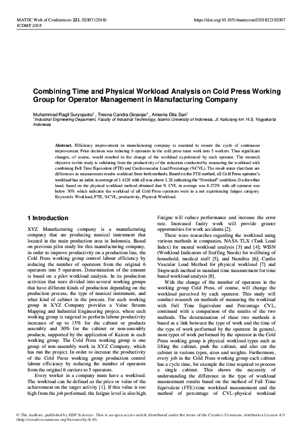 (PDF) Combining Time and Physical Workload Analysis on Cold Press ...