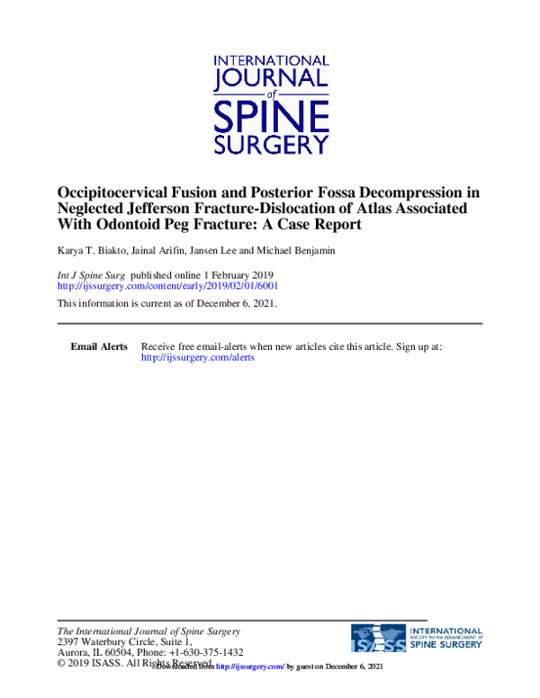 (PDF) With Odontoid Peg Fracture: A Case Report Neglected Jefferson ...