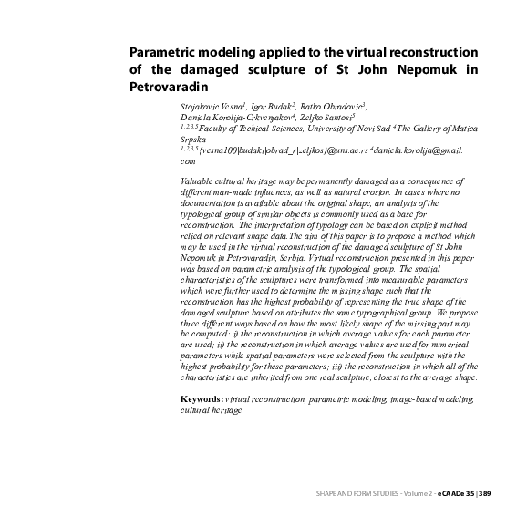 (PDF) Parametric modeling applied to the virtual reconstruction of the damaged sculpture of St ...