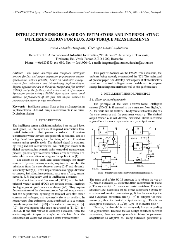 Pdf Intelligent Sensors Based On Estimators And Interpolating Implementation For Flux And