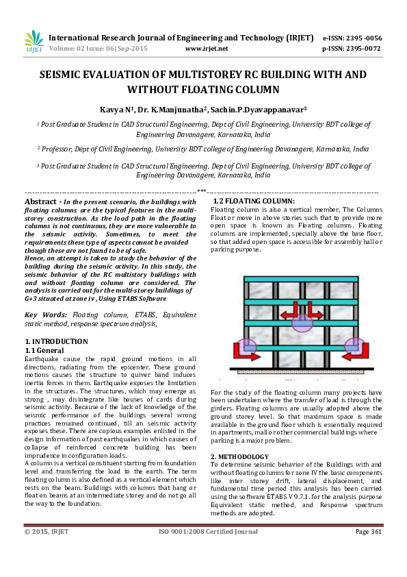 Pdf Seismic Evaluation Of Multistorey Rc Building With And Without Floating Column
