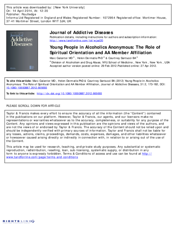 (PDF) Young People in Alcoholics Anonymous: The Role of Spiritual ...