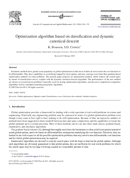 (PDF) Optimization algorithm based on densification and dynamic canonical descent