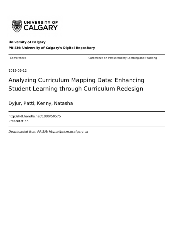(PDF) Analyzing Curriculum Mapping Data: Enhancing Student Learning ...
