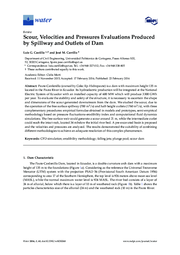 (PDF) Scour, Velocities and Pressures Evaluations Produced by Spillway ...