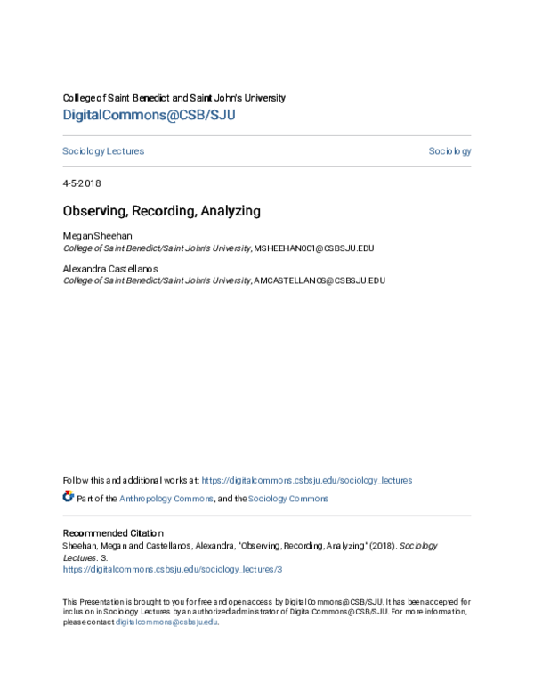 (PDF) Observing, Recording, Analyzing