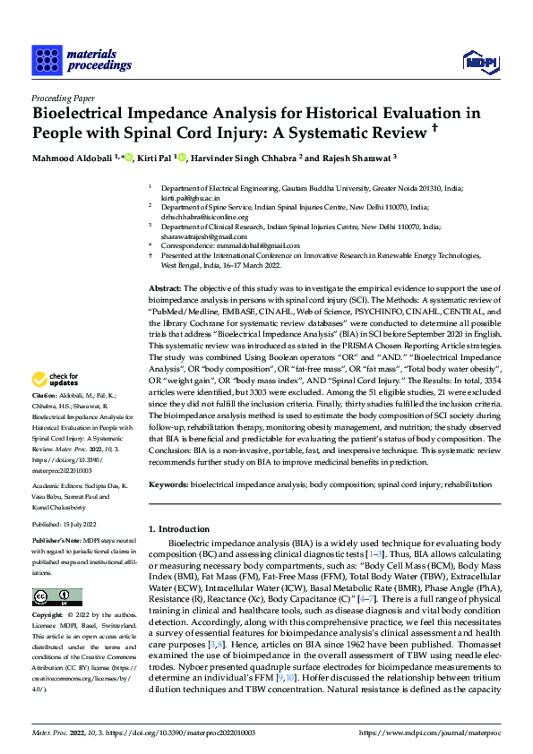 (PDF) Bioelectrical Impedance Analysis for Historical Evaluation in ...