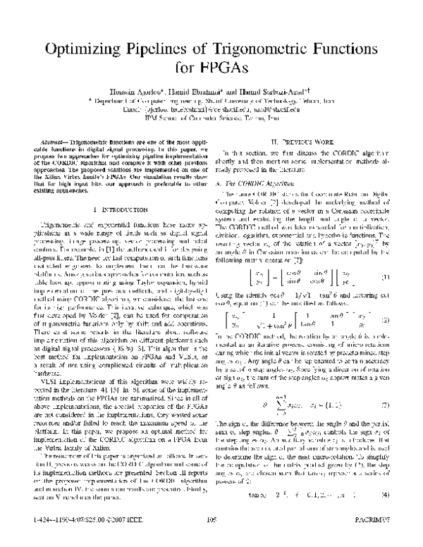 (PDF) Optimizing Pipelines of Trigonometric Functions for FPGAs