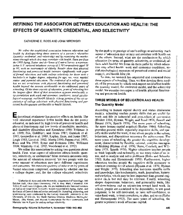 (PDF) Refining the association between education and health: The ...