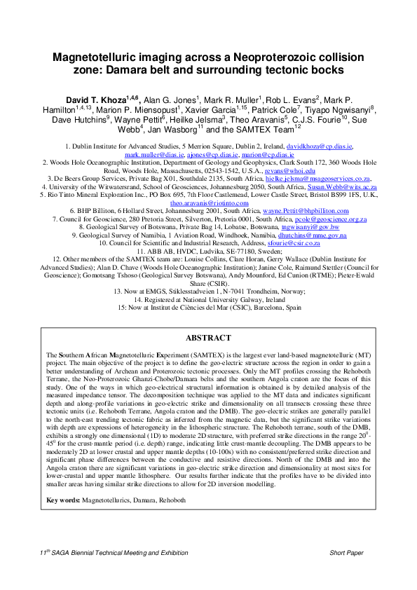 (PDF) Magnetotelluric Imaging Across a Neoproterozoic Collision Zone ...