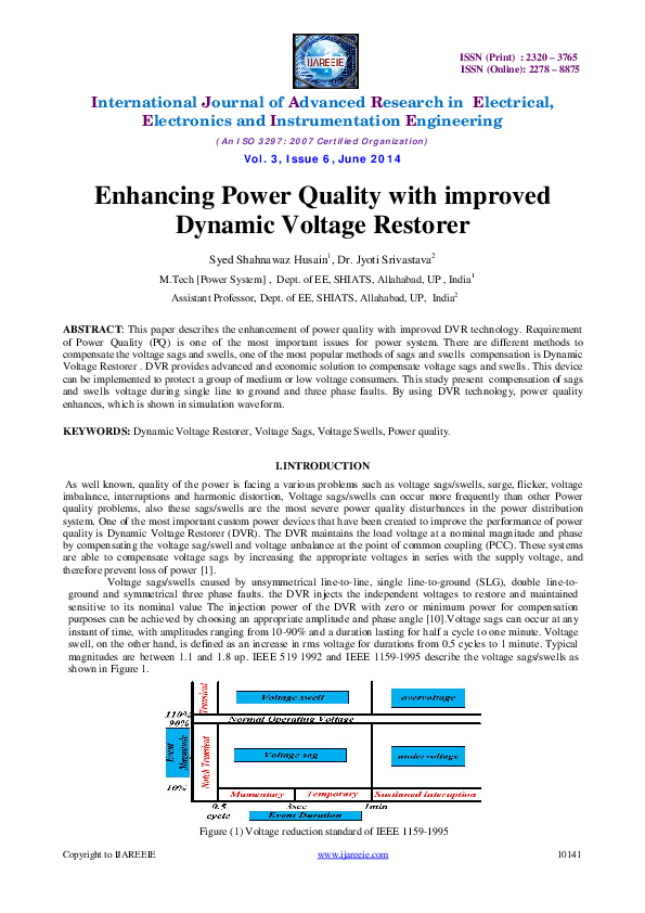 (PDF) Enhancing Power Quality with improved Dynamic Voltage Restorer