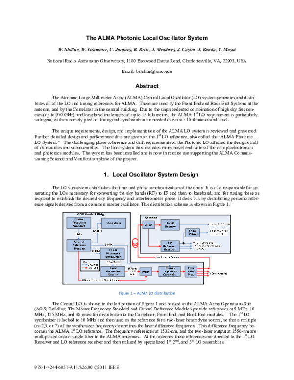 (PDF) The ALMA photonic local oscillator system