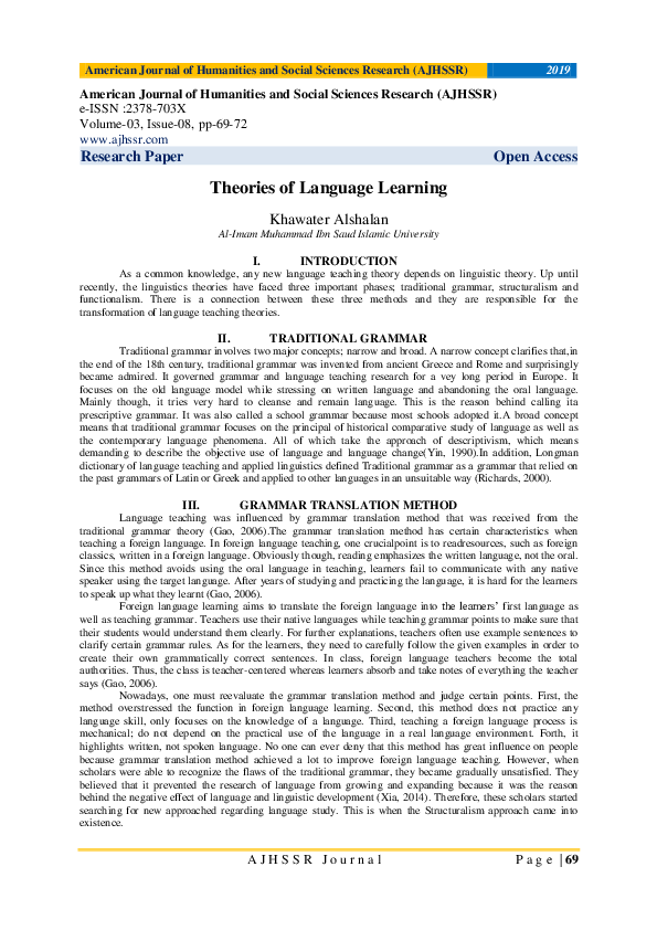 (PDF) Theories of Language Learning
