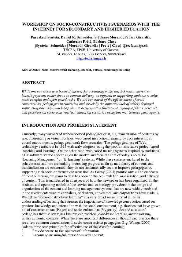 (PDF) Workshop on Socio-Constructivist Scenarios with the Internet for ...