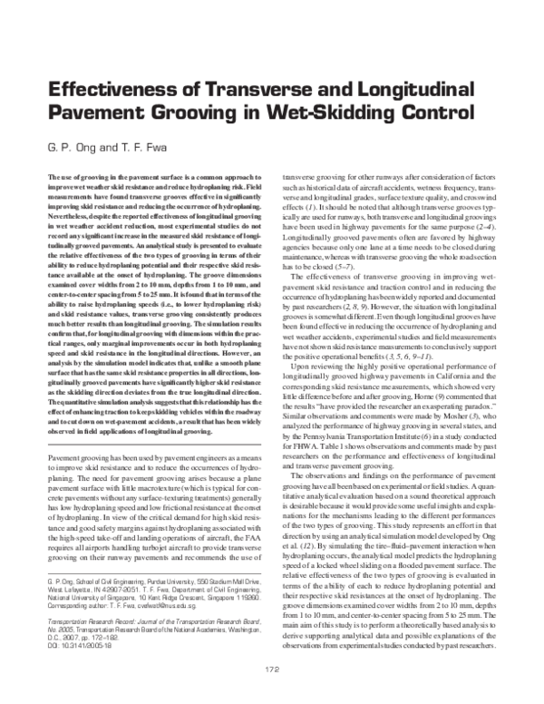 (PDF) Effectiveness of Transverse and Longitudinal Pavement Grooving in ...