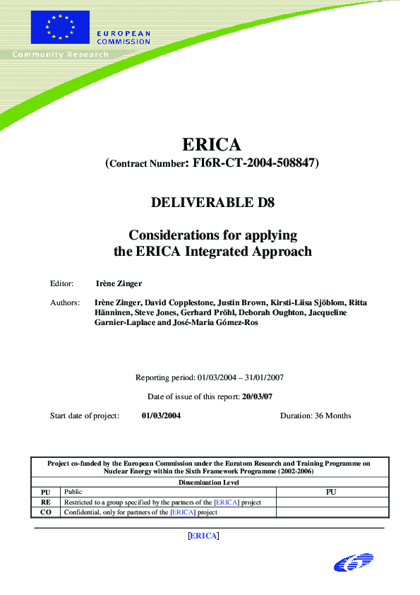 (PDF) Applying the ERICA Integrated Approach